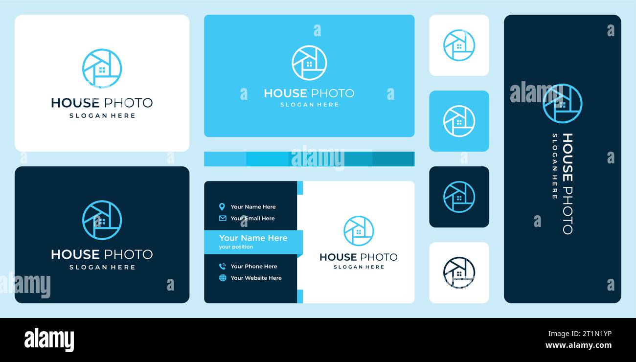 Modern house building logo design template with camera lens graphic ...