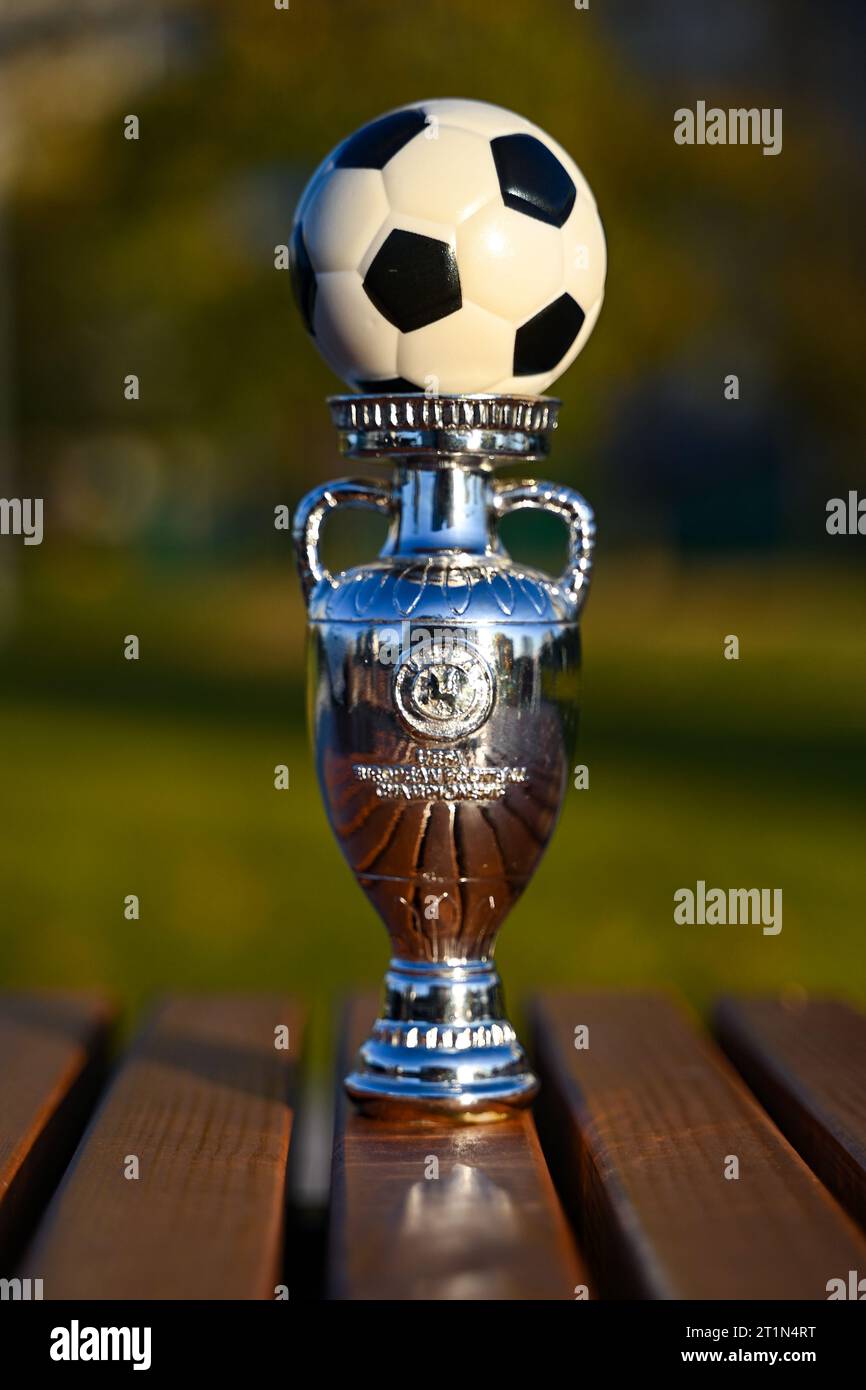 October 13, 2023, Berlin, Germany. The trophy of the European Football ...