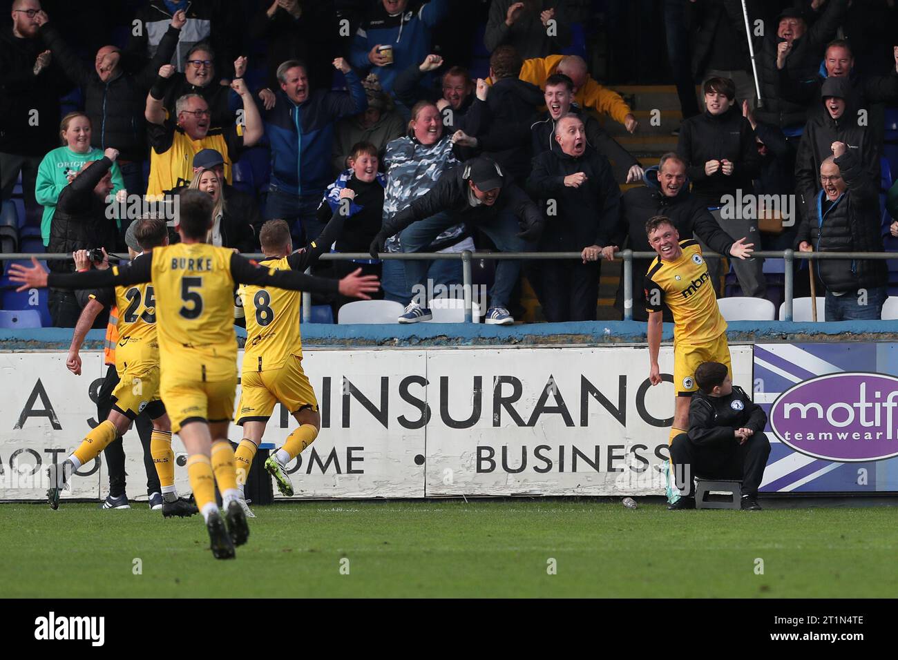 Chester's Charlie Caton celebrates after scoring their second goal ...