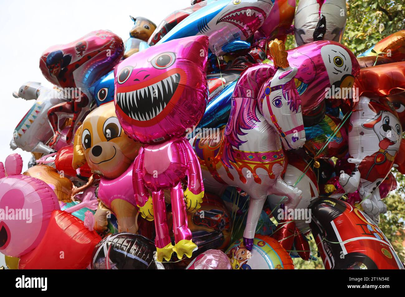 Weimar 13.10.2023, Weimar, bunte Luftballons in unterschiedlichen ...