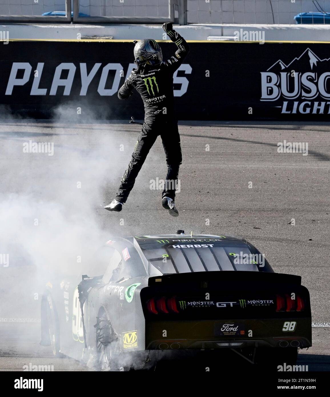 LAS VEGAS, NV - OCTOBER 14: Riley Herbst (#98 Stewart Haas Racing ...
