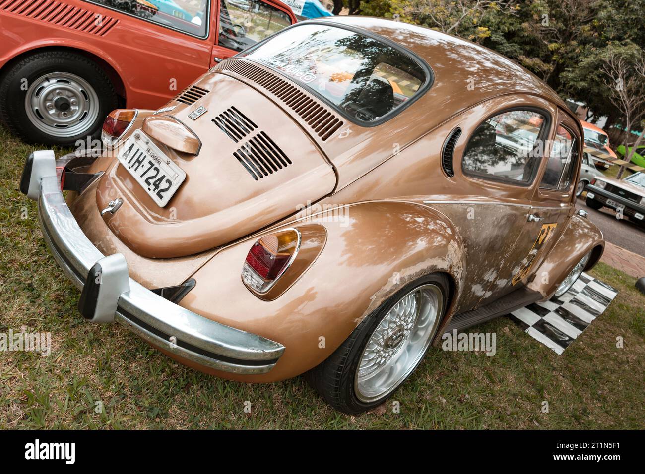 A classic Volkswagem Fusca Beetle 1974 on display at a vintage car fair ...