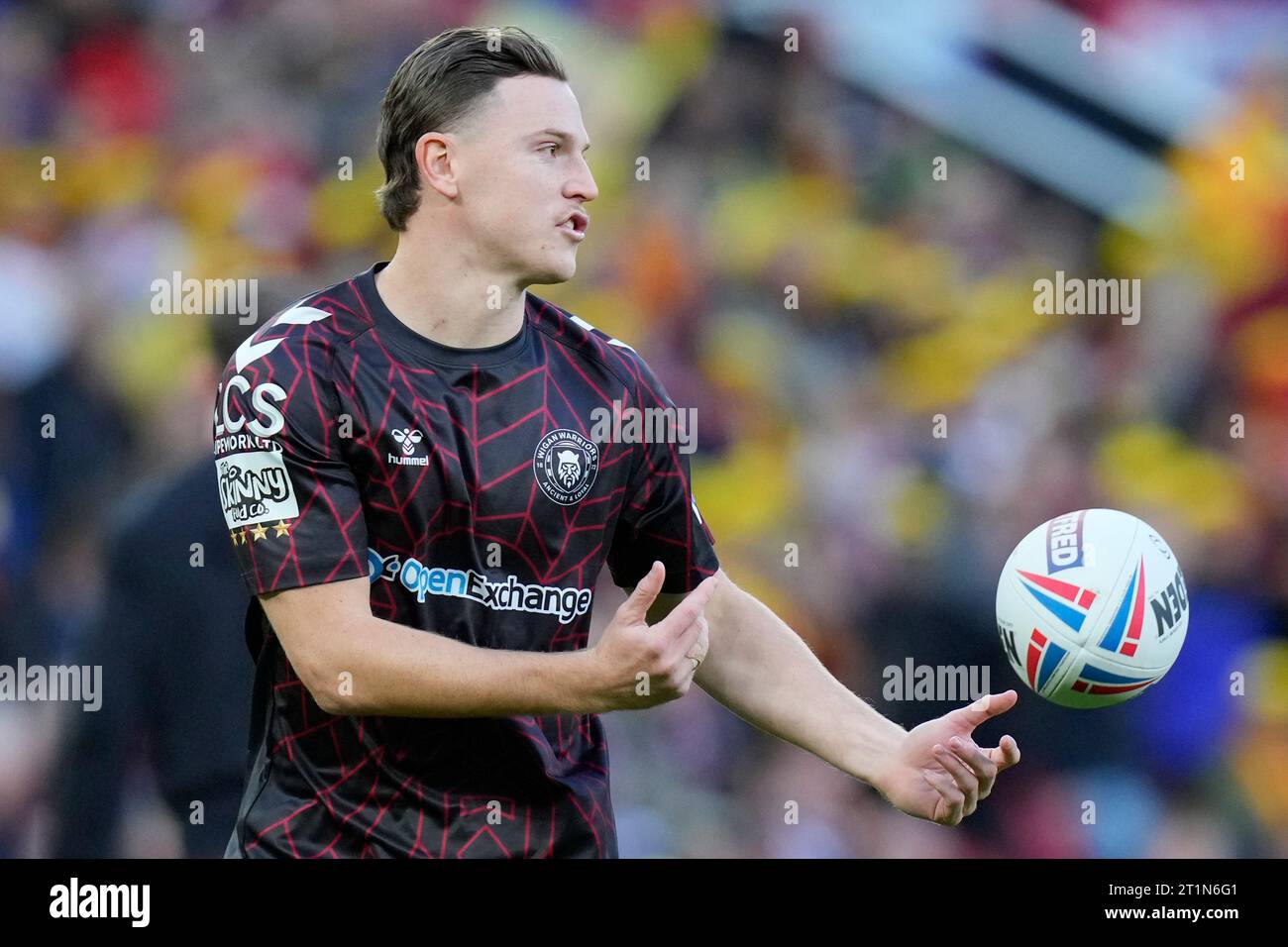 Jai Field #1 of Wigan Warriors warms up before the Betfred Super League ...