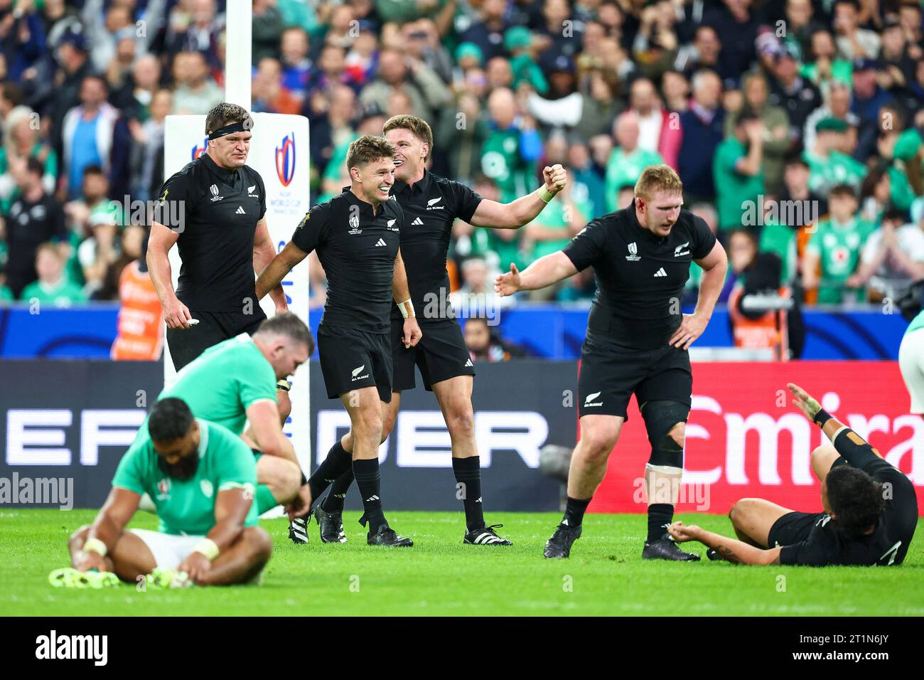 Scott Barrett, Beauden Barrett and Jordie Barrett of New Zealand during ...