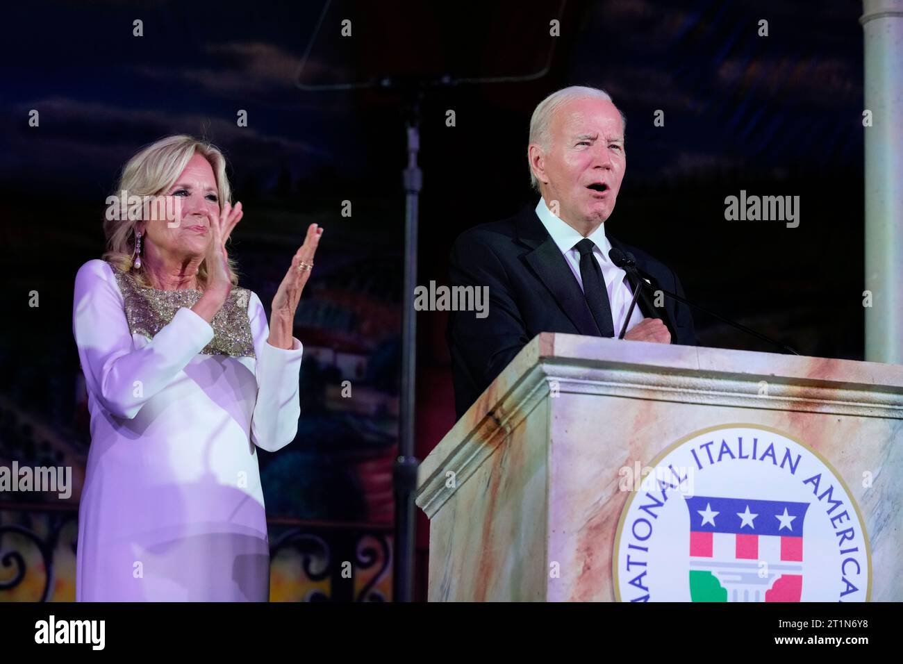 First lady Jill Biden applauds as President Joe Biden speaks at the ...