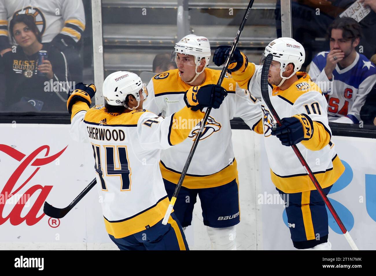 Nashville Predators' Colton Sissons (10) celebrates his goal with ...
