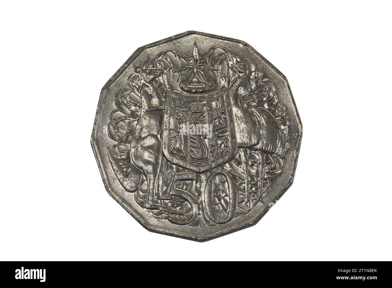 An Australian fifty cent coin isolated on white Stock Photo - Alamy