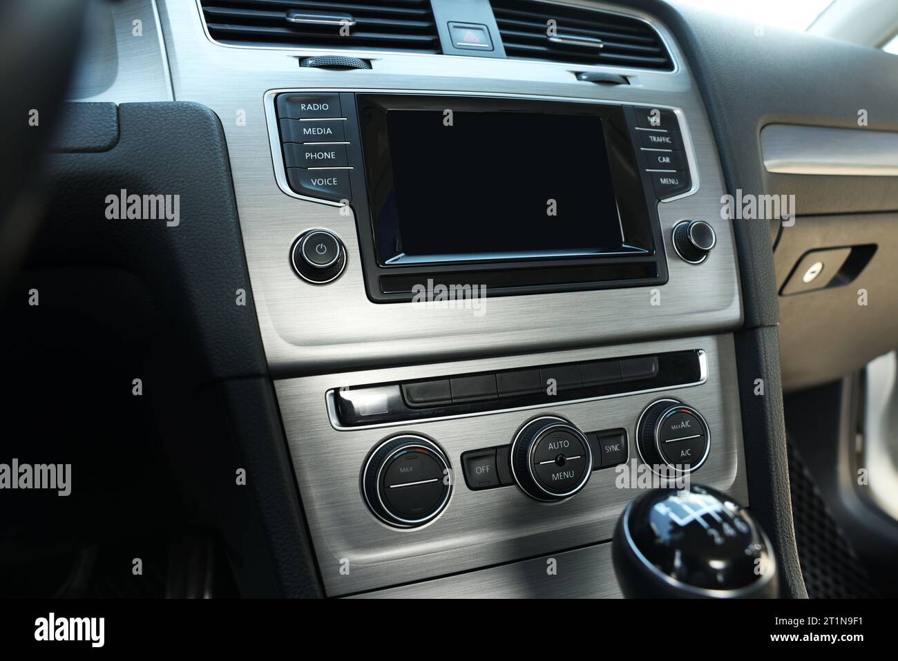 View of dashboard with vehicle audio in car Stock Photo - Alamy