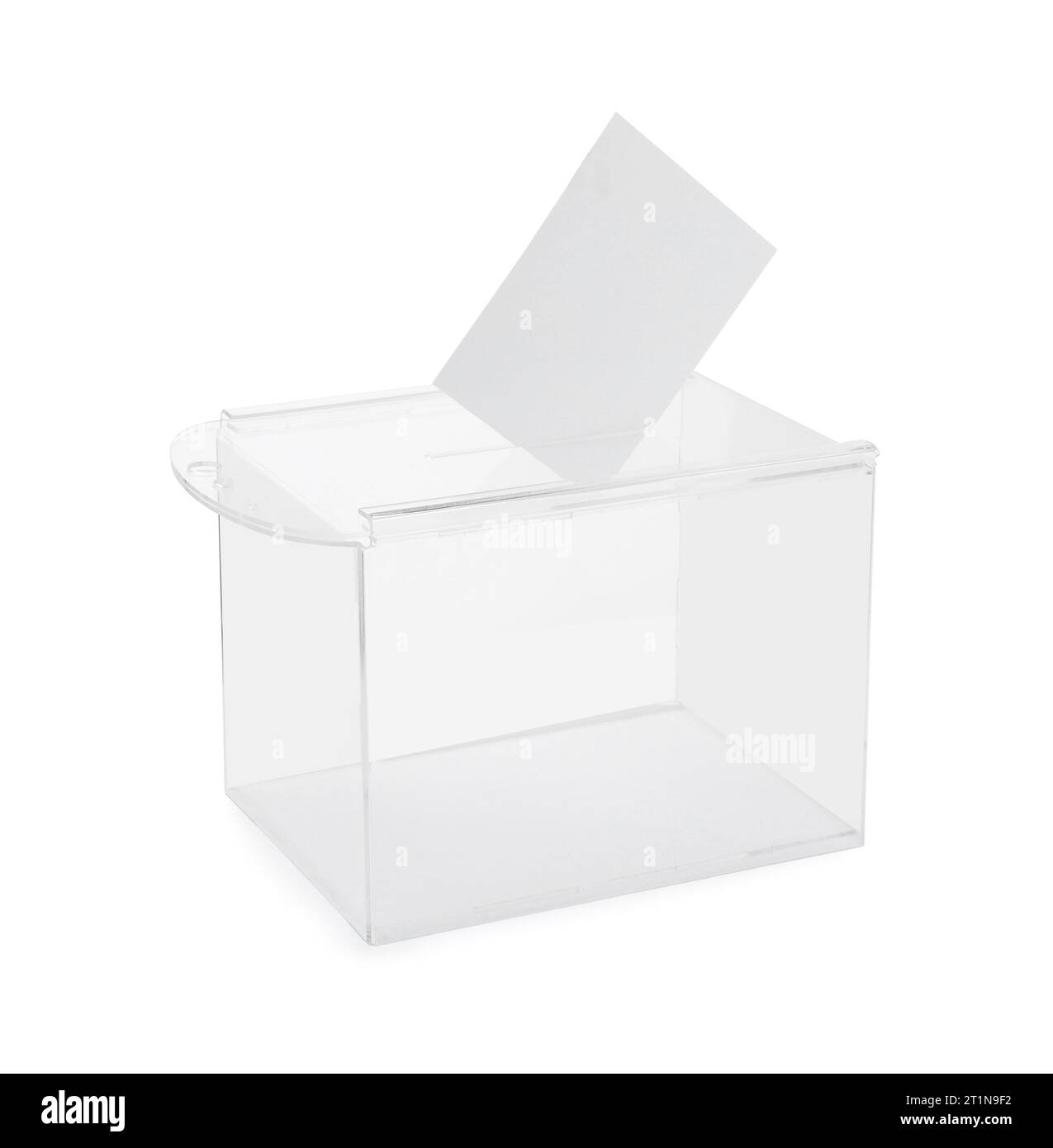 Transparent ballot box with vote isolated on white Stock Photo - Alamy