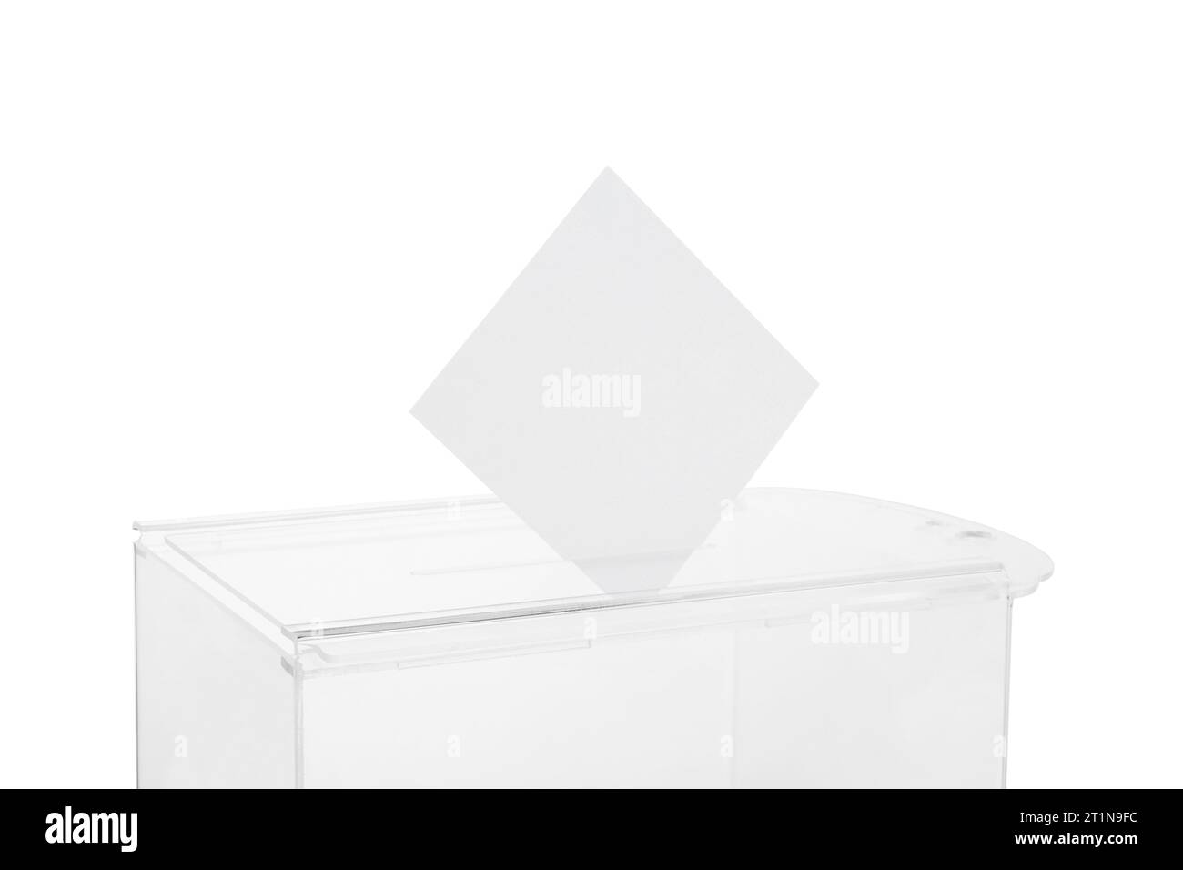 Transparent ballot box with vote isolated on white Stock Photo - Alamy