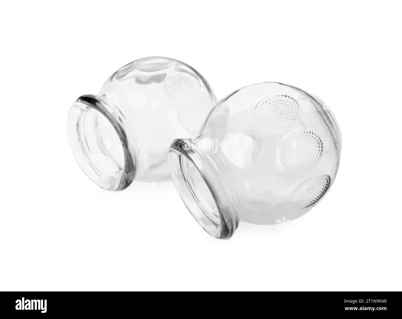 Glass cups isolated on white. Cupping therapy Stock Photo - Alamy