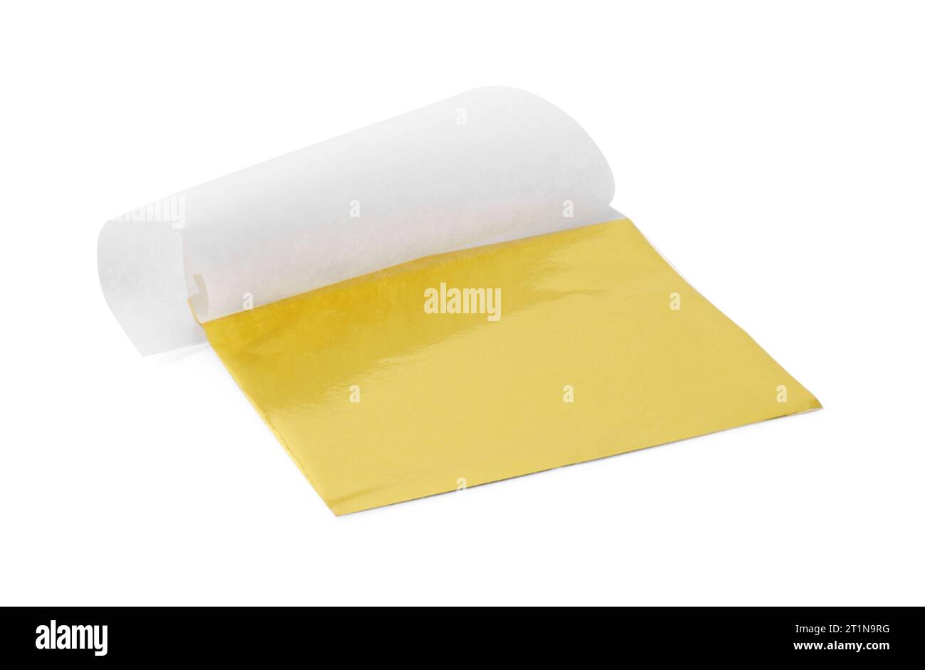 One edible gold leaf sheet isolated on white Stock Photo - Alamy