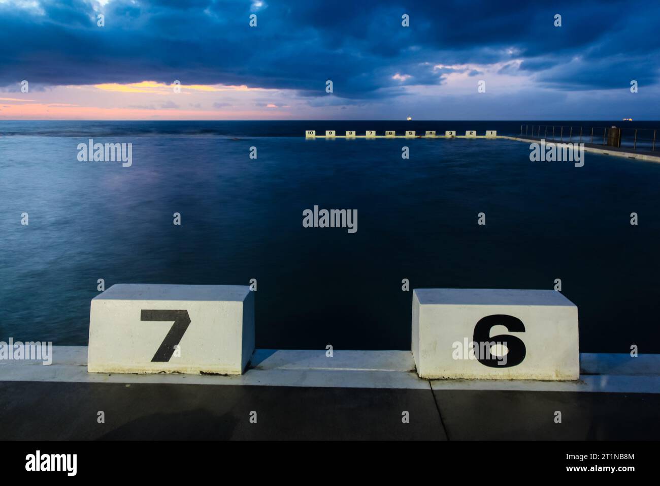 Merewether ocean baths and the iconic numbered starting blocks are a ...