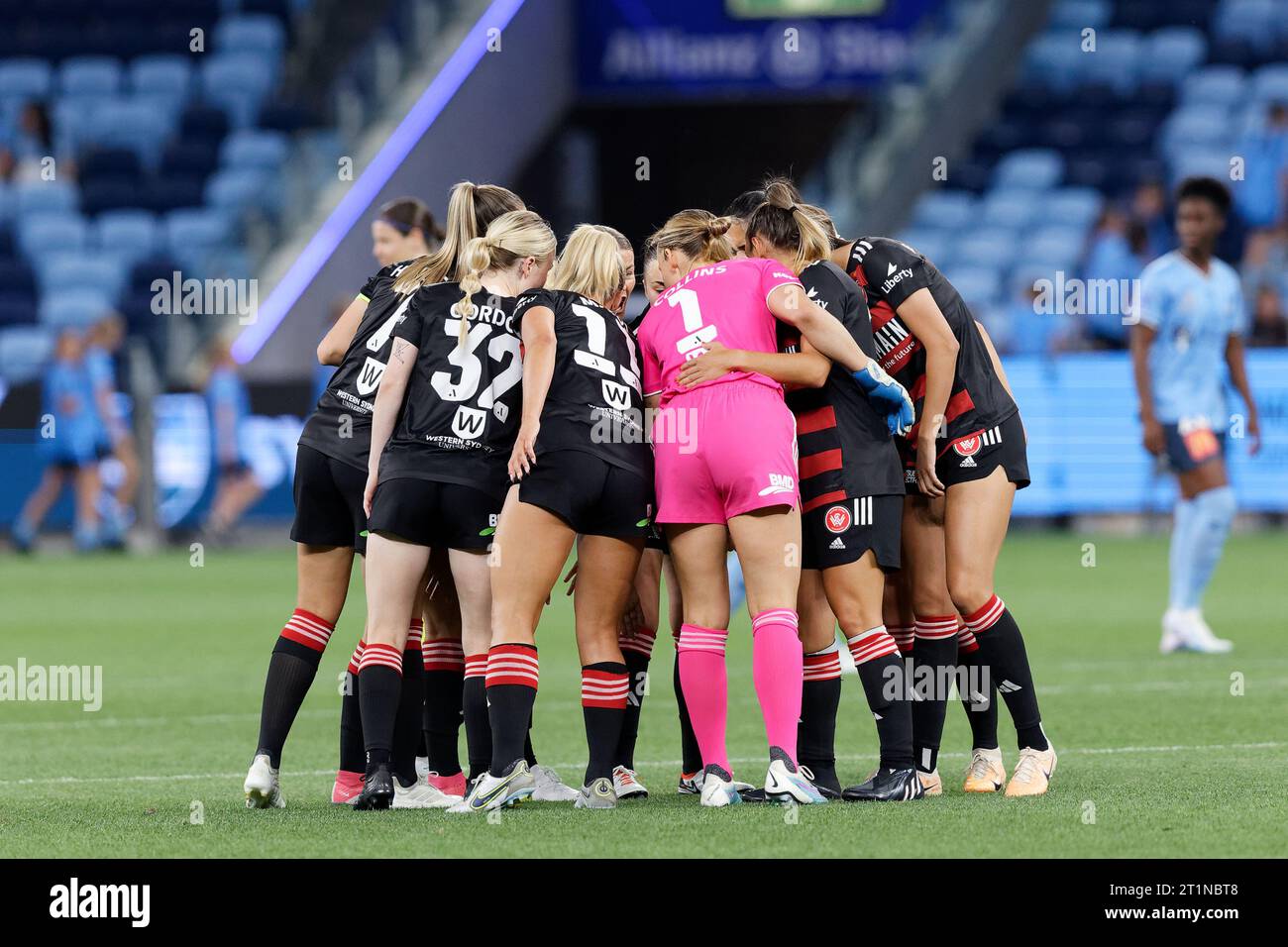 Sydney, Australia. 14th Oct, 2023. Wanderers players huddle together ...