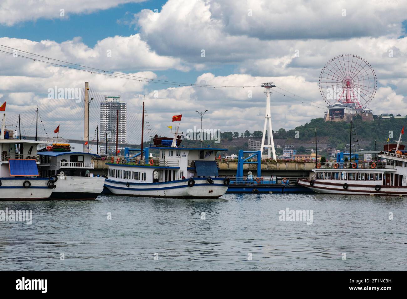 Ha Long Bay, Vietnam. Tourist Sightseeing Boats. Sun World Halong ...