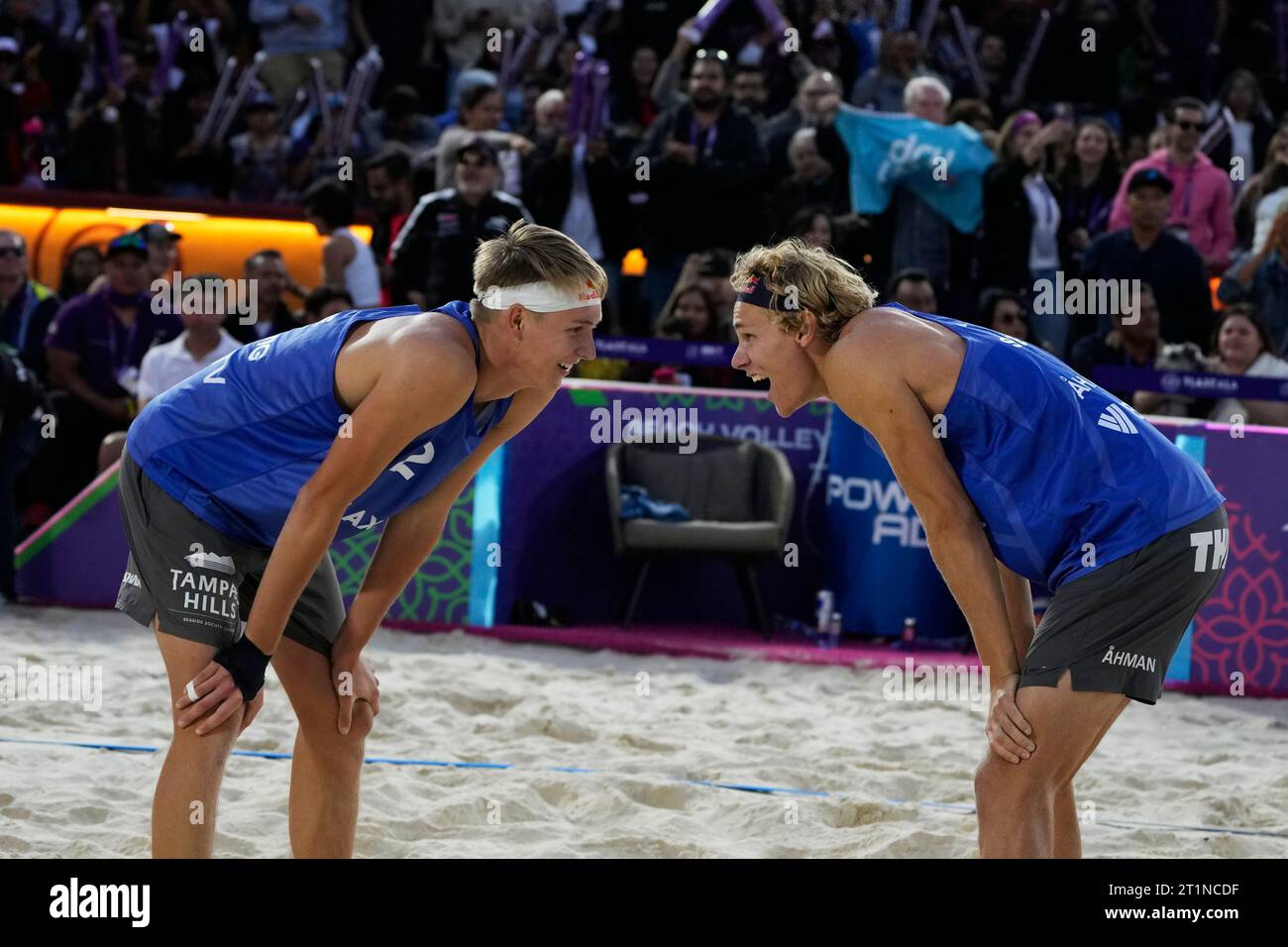 Sweden's Jonatan Hellvig, left, and teammate David Ahman celebrate ...