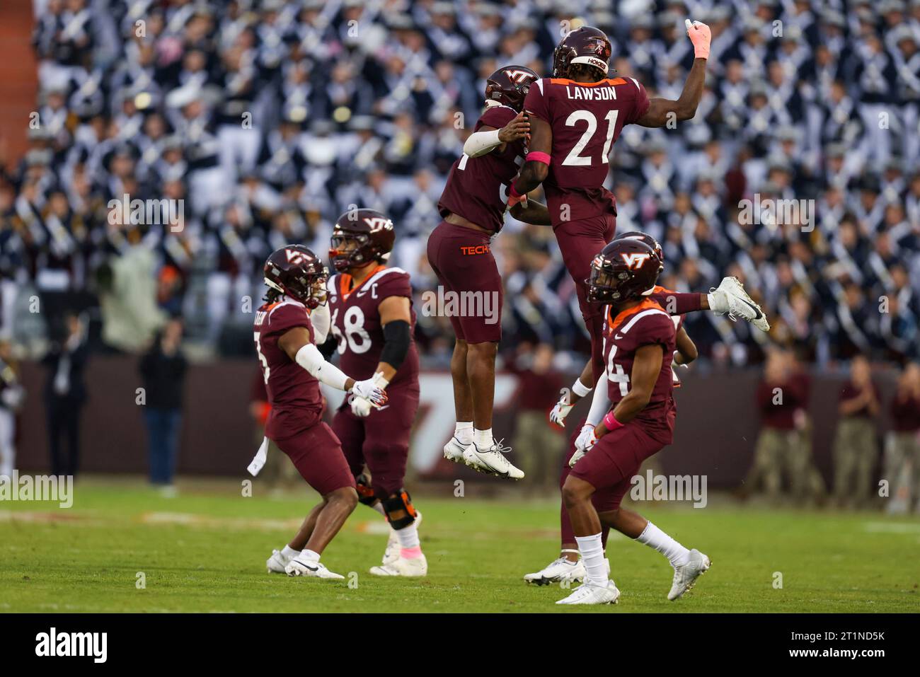 October 14, 2023: Virginia Tech Hokies linebacker Keli Lawson (21 ...