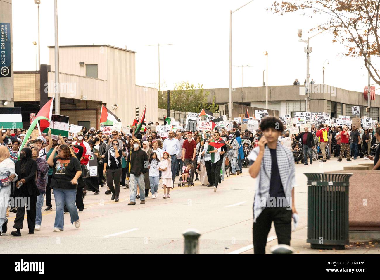 Atlanta, Georgia, USA. 14th Oct, 2023. Hundreds of protesters gathered ...