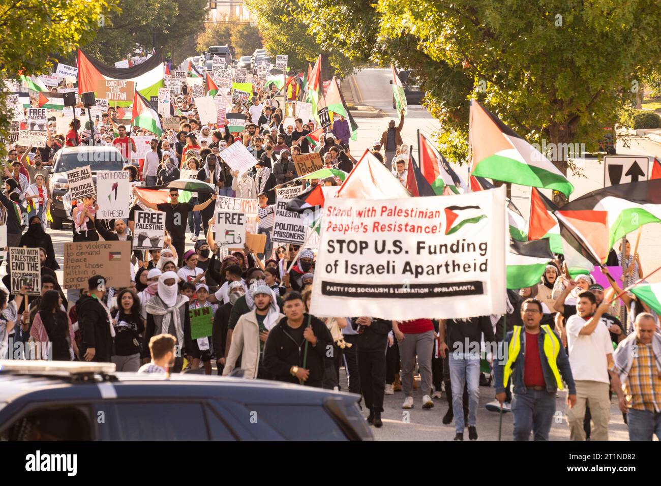 Atlanta, Georgia, USA. 14th Oct, 2023. Hundreds of protesters gathered ...