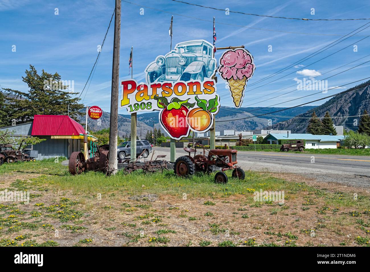 The colorful sign for Parson's Fruit Stand in Keremos, British Columbia ...