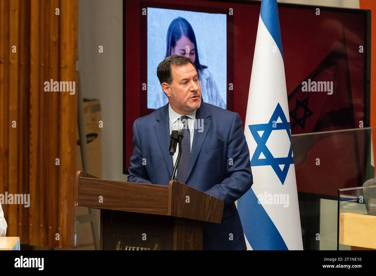 New York, USA. 13th Oct, 2023. Israel Ambassador Johnathan Miller ...