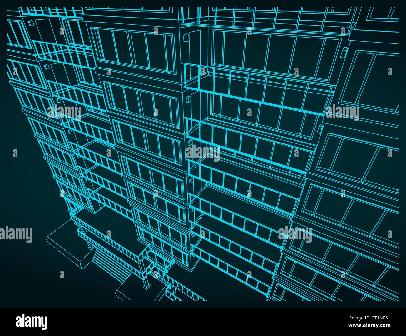 Stylized vector illustration of facade of an apartment building close up Stock Vector Image ...