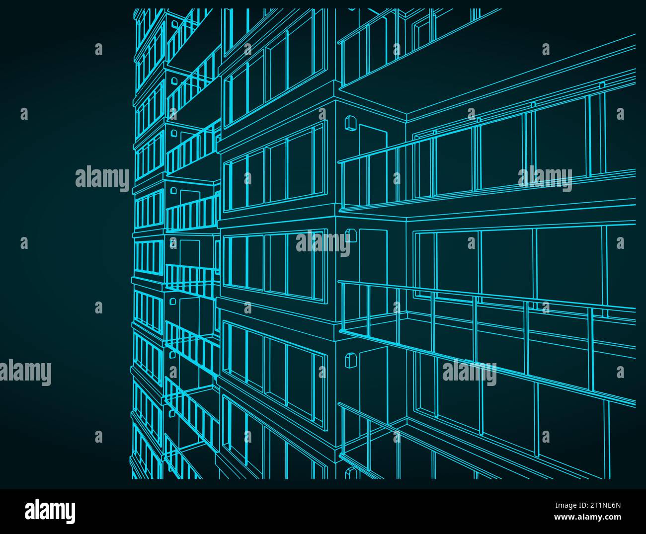 Stylized vector illustration of facade of an apartment building close up Stock Vector Image ...
