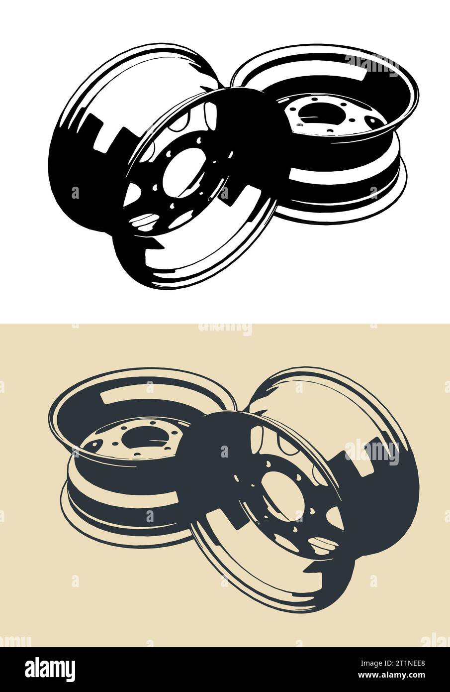 Stylized vector illustrations of steel wheels for a car Stock Vector ...