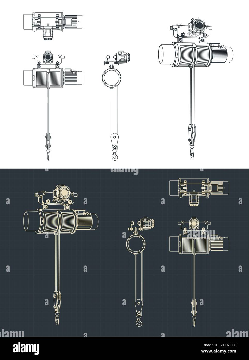 Stylized vector illustrations of blueprints of monorail hoist Stock ... Stylized vector illustrations of blueprints of monorail hoist Stock ...