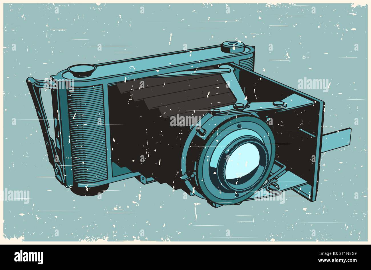 Stylized vector illustration of a retro camera in the style of an old ...