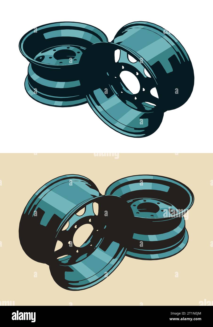 Stylized vector illustrations of steel wheels for a car Stock Vector ...