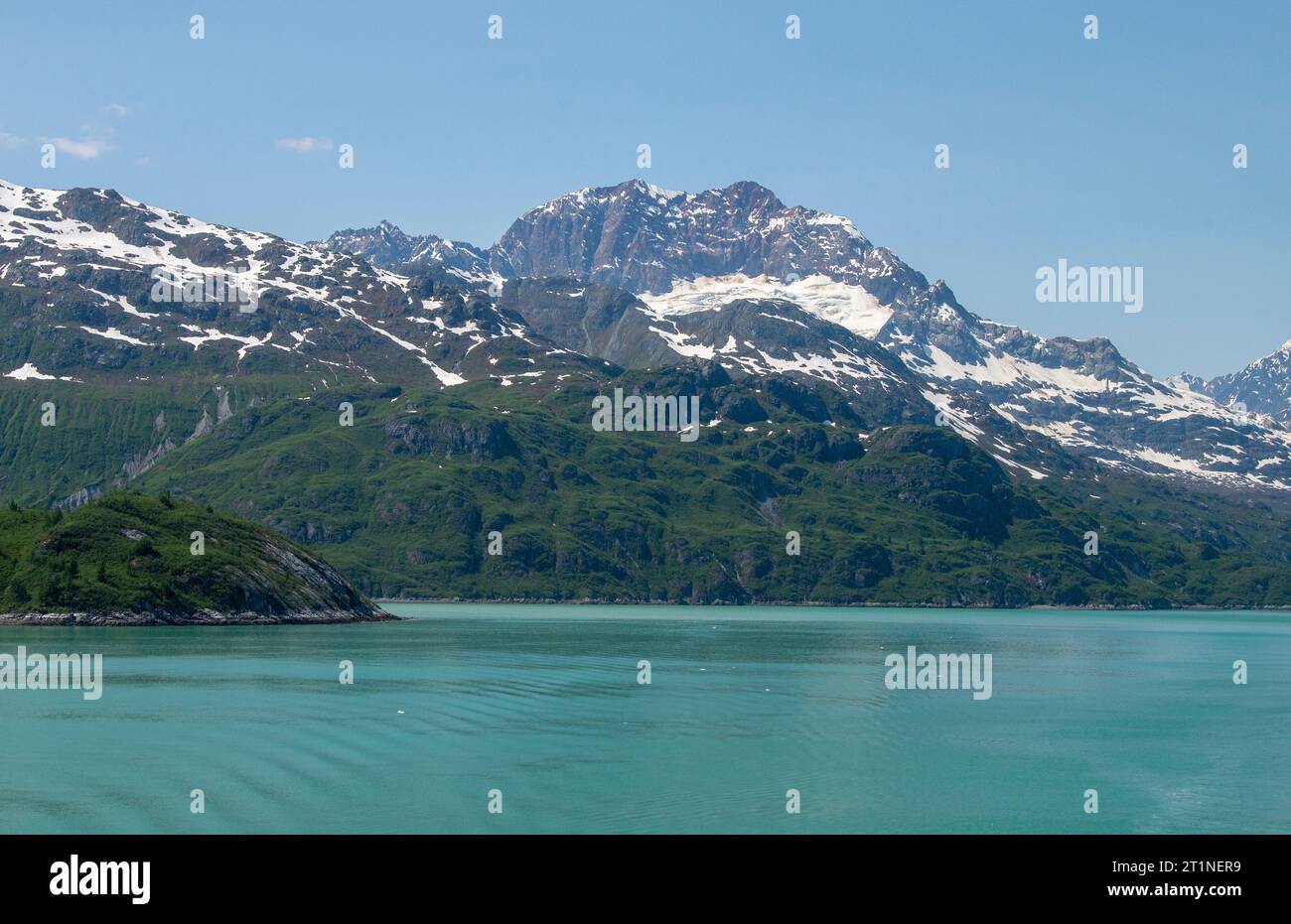 Beautiful Alaska coast landscape, near Sea Port of Atika, ALASKA taken from cruise ship Stock ...