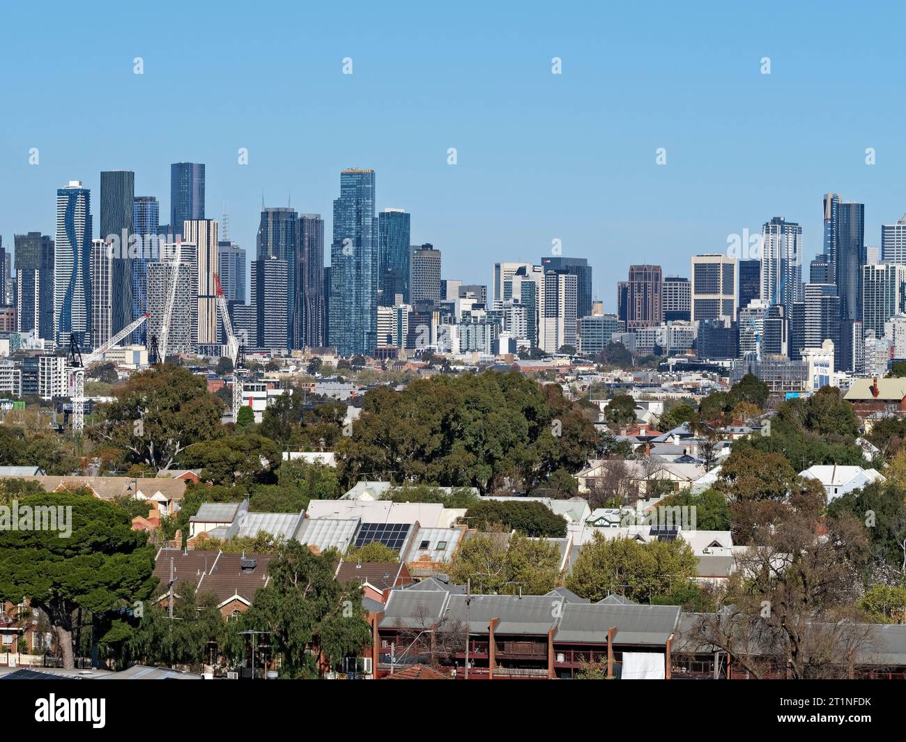Melbourne Australia / The Melbourne City Skyline heats up in the early ...