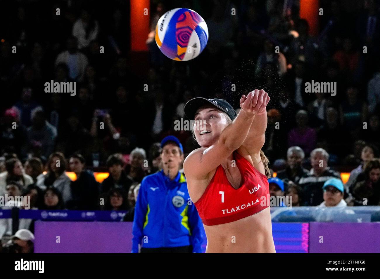 Taryn Kloth, of the United States, returns the ball during a women's ...