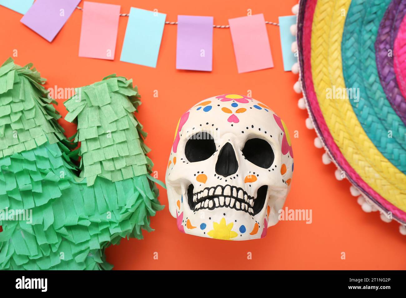 Painted human skull for Mexico's Day of the Dead (El Dia de Muertos ...