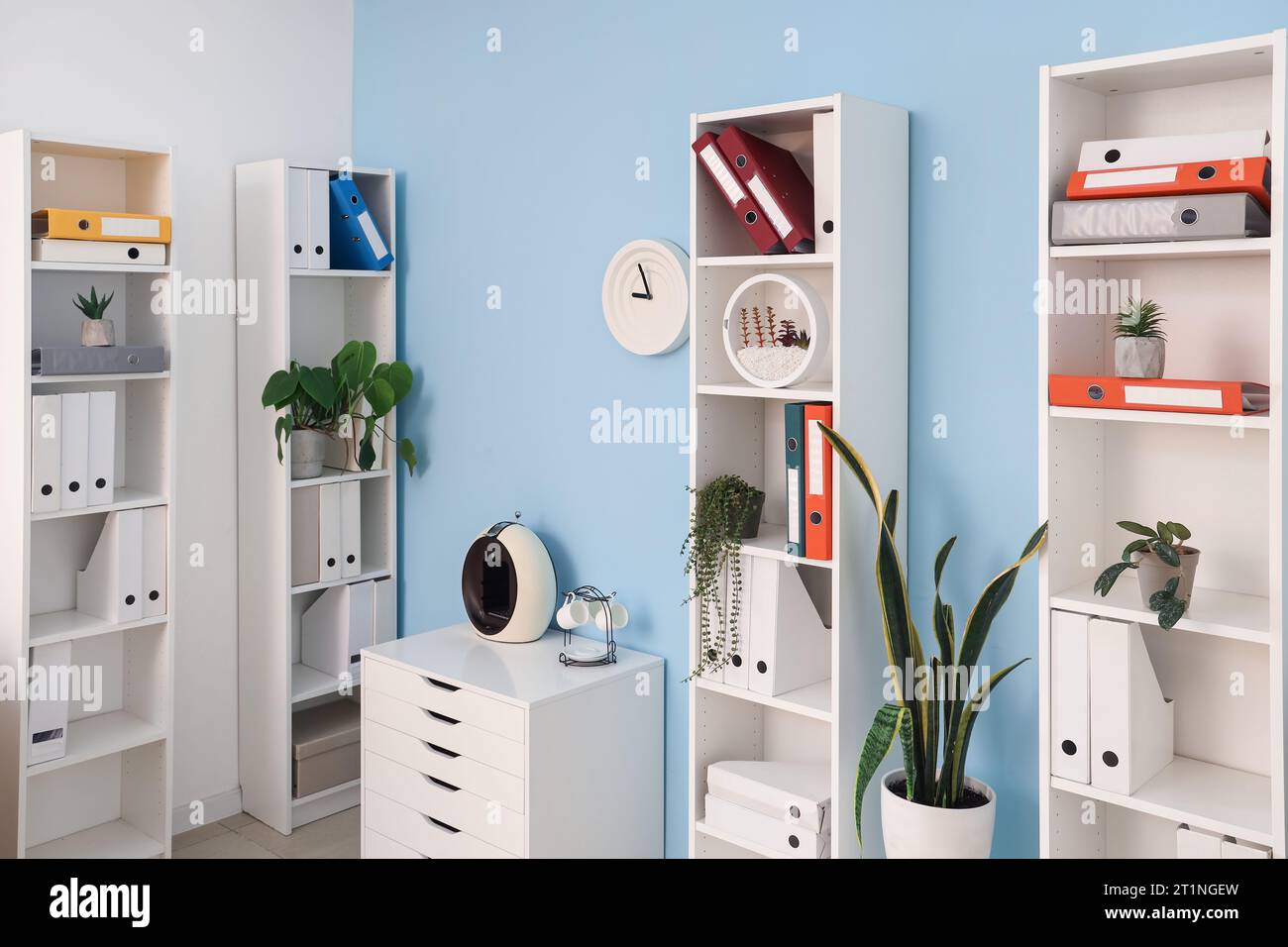 Interior of office with shelf units and document folders Stock Photo ...