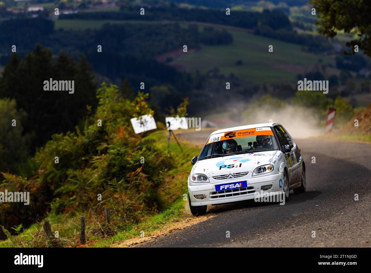 Ambert, France. 14th Oct, 2023. 194 PETITJEAN Leo, Citroën SAXO N2 ...