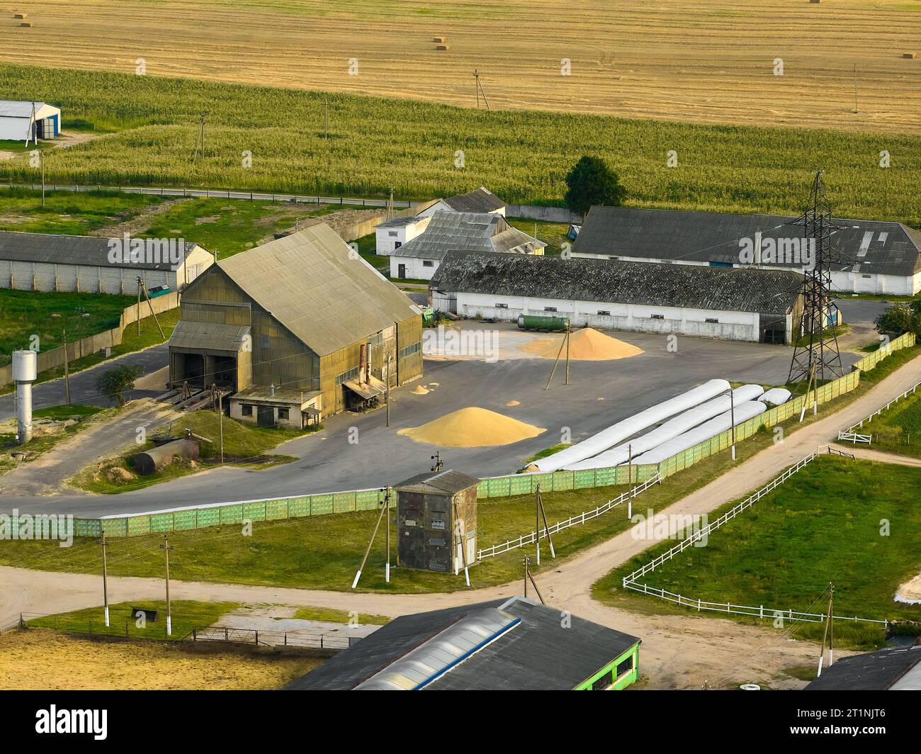 Countryside farming with plantations and livestock farms Stock Photo ...