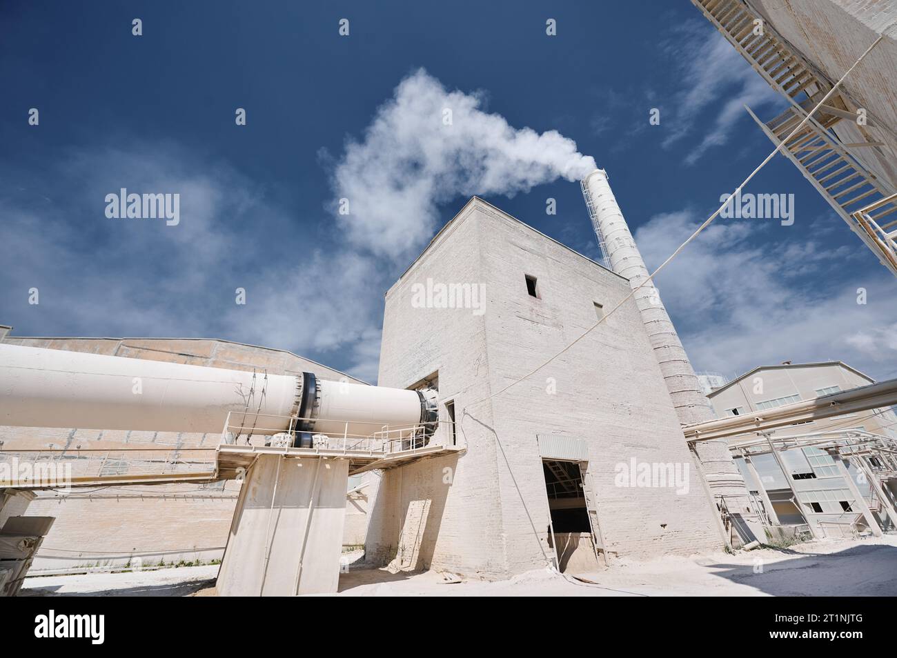 Building of loading device of roasting rotary kiln under sky Stock ...