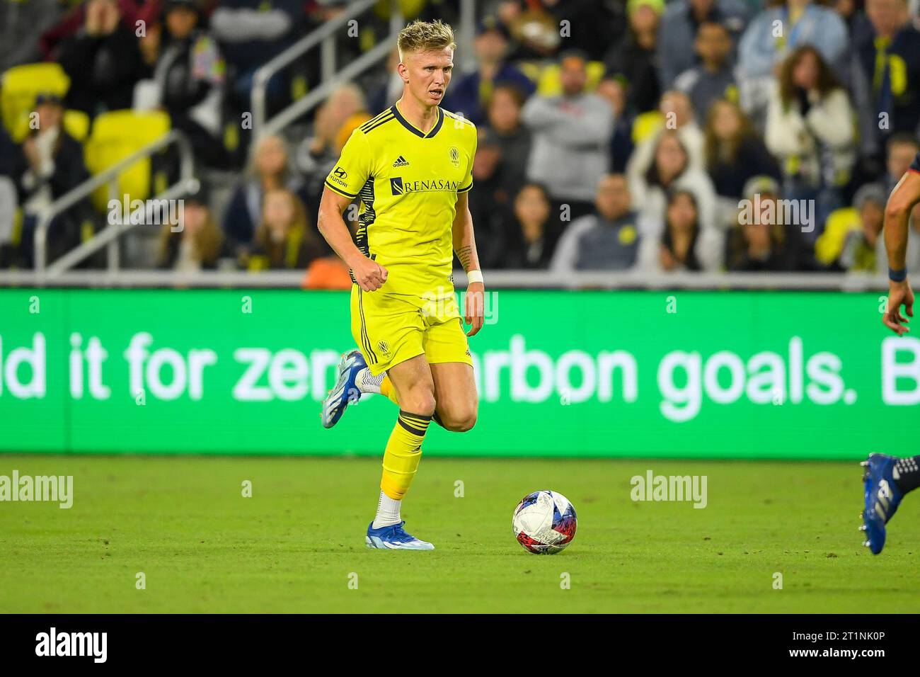October 14, 2023: Nashville SC forward Sam Surridge (9) dribbles ...