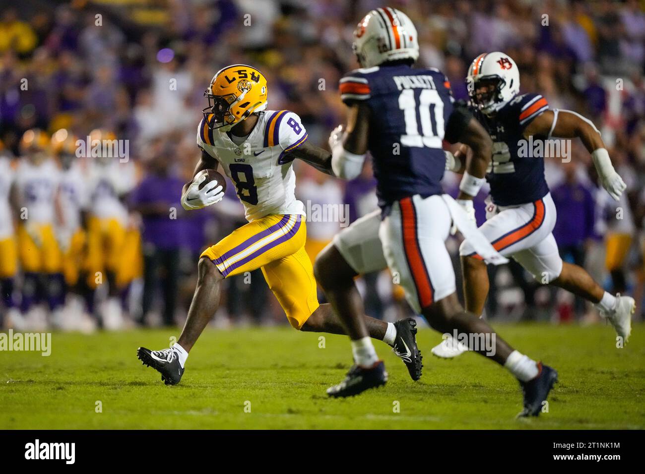 LSU wide receiver Malik Nabers (8) carries on a pass reception in the ...