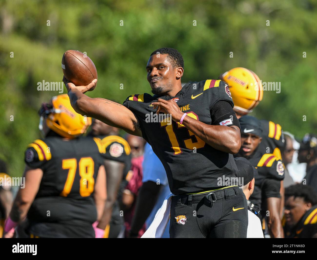 Daytona Beach, FL, USA. 14th Oct, 2023. Bethune Cookman quarterback ...