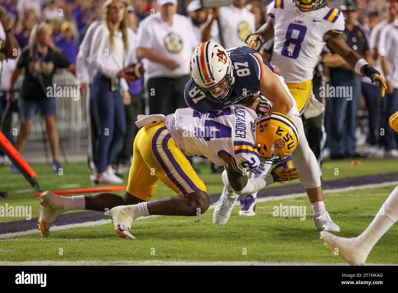 Baton Rouge, LA, USA. 14th Oct, 2023. LSU's Zy Alexander (24) tries to ...