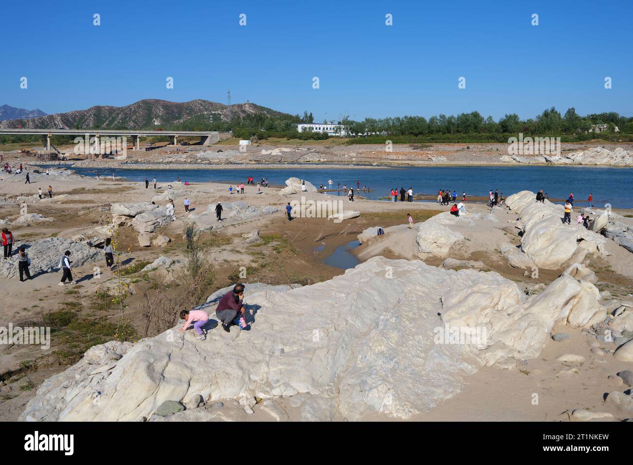 BEIJING, CHINA - OCTOBER 14, 2023 - Tourists enjoy the Juma River beach ...