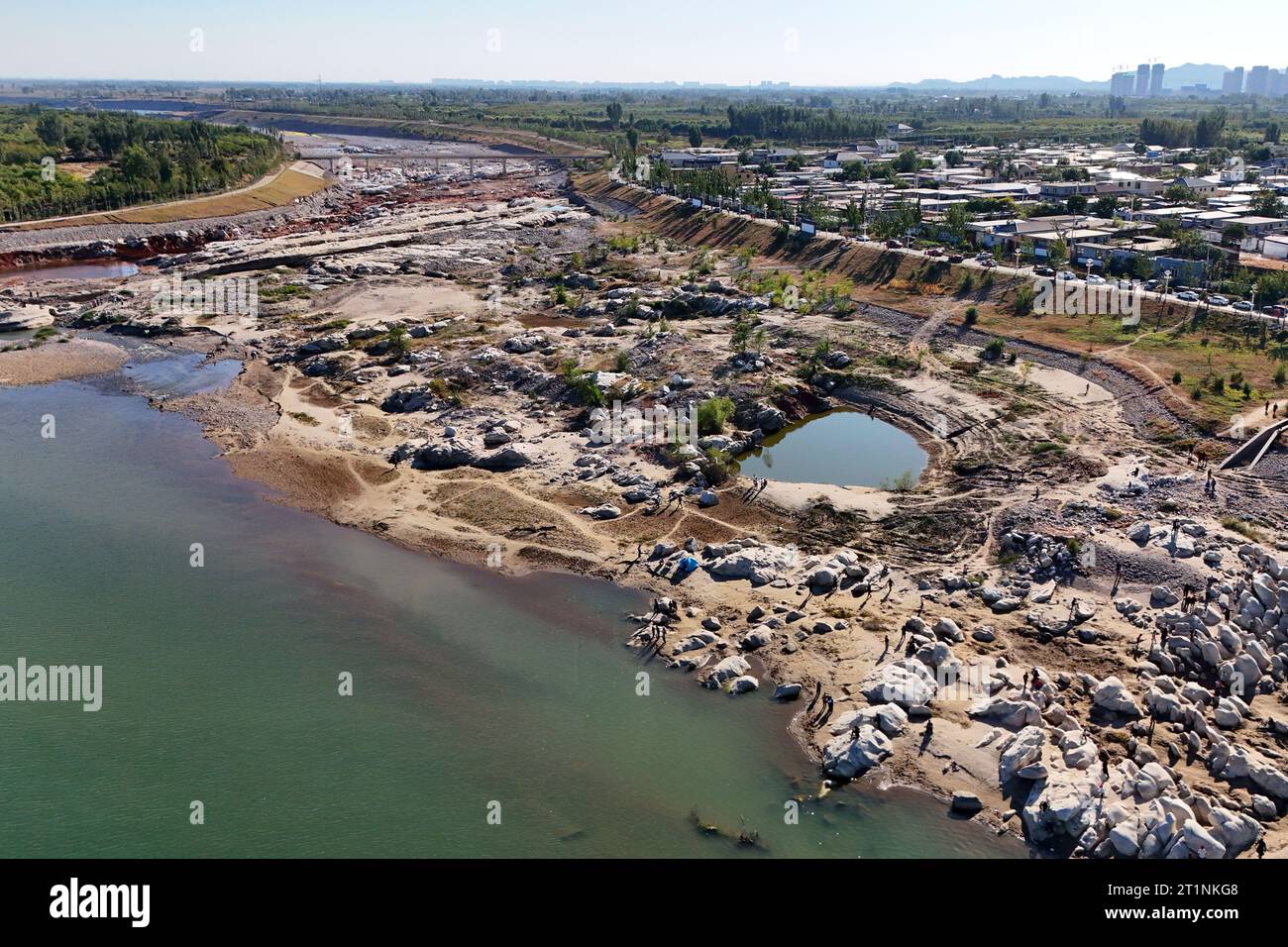 BEIJING, CHINA - OCTOBER 14, 2023 - Tourists enjoy the Juma River beach ...