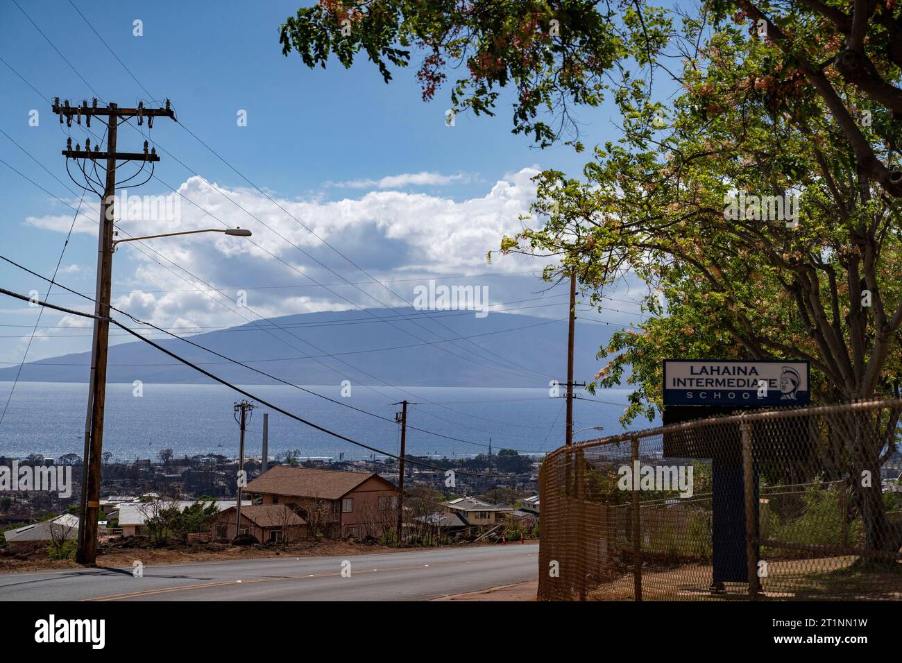 Lahaina Intermediate overlooks the burn zones on Tuesday, Oct. 3, 2023 ...