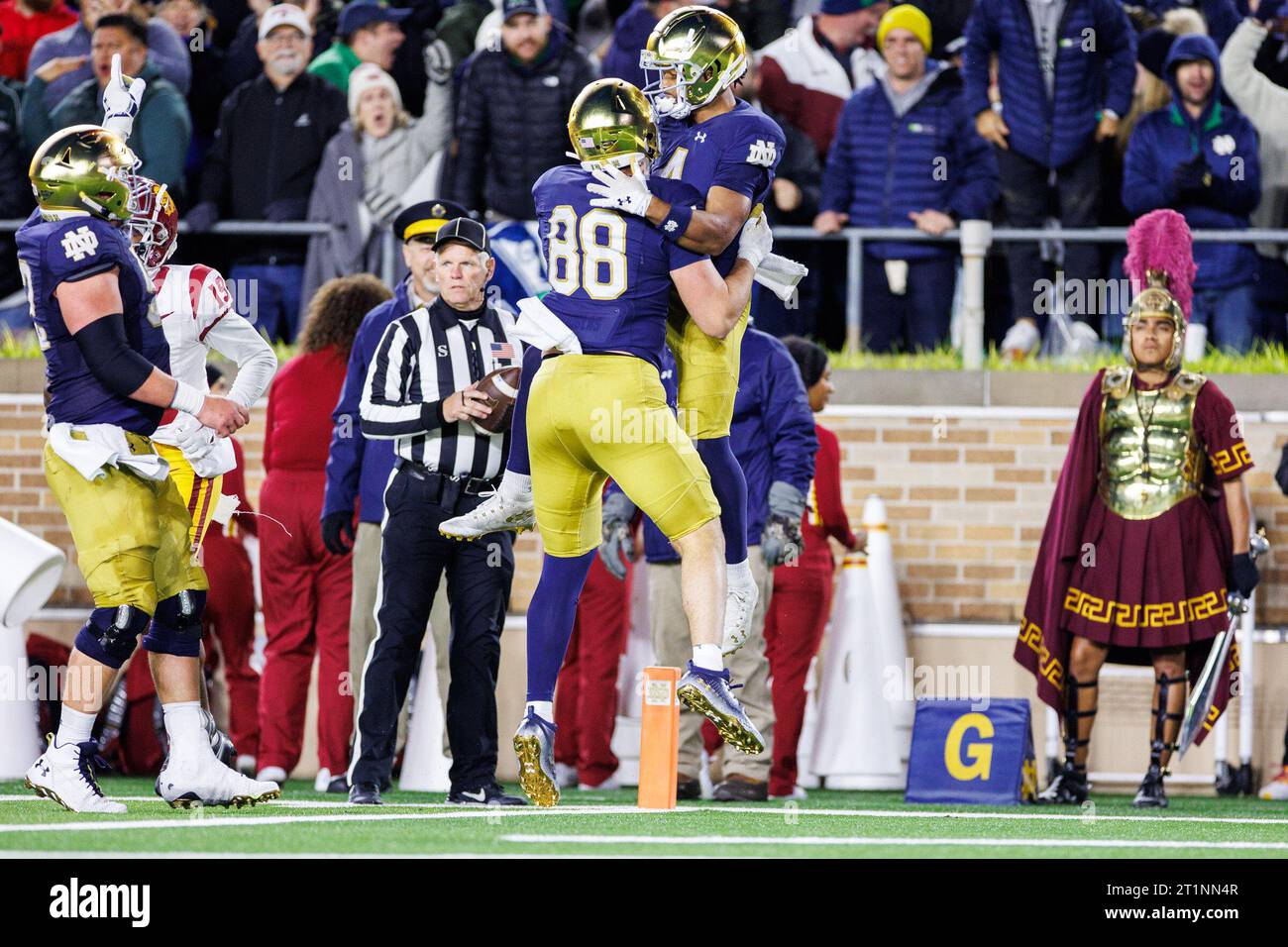 October 14, 2023: Notre Dame wide receiver Chris Tyree (4) and Notre ...