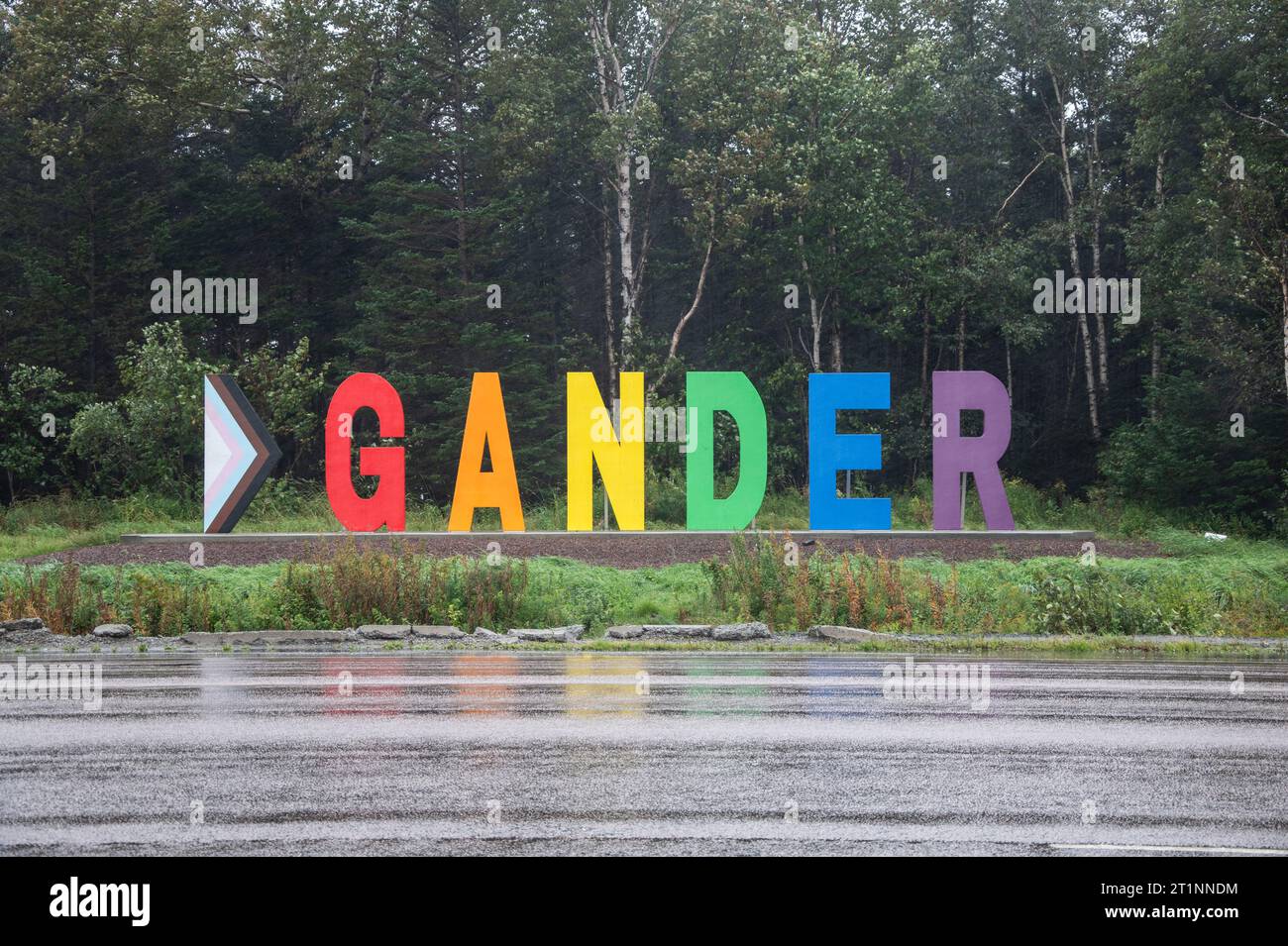 Rainbow block letters Gander town sign in Gander, Newfoundland ...