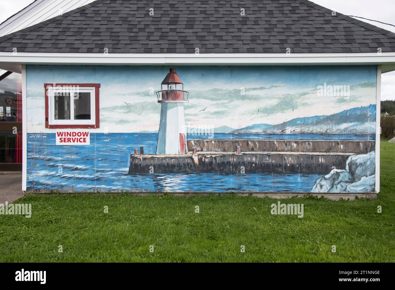 Mural of a lighthouse at Irving Oil Big Stop in Goobies, Newfoundland ...