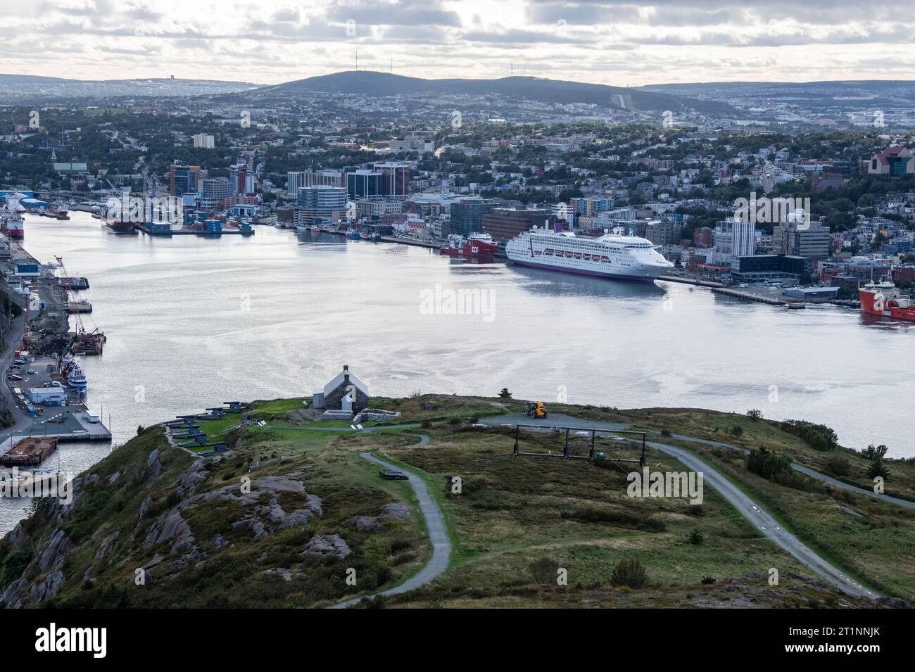 View of harbor from Signal Hill National Historic Site in St. John's ...